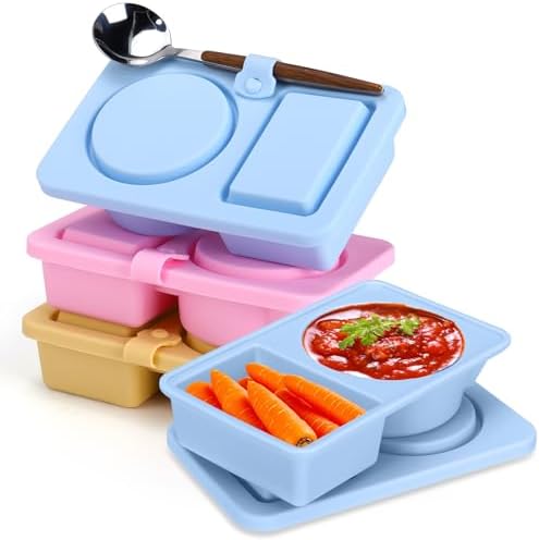 Amazon.com: Juome Silicone Reusable Snack Containers with Lids ...