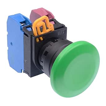 IDEC Green 22mm Mushroom Maintained Push Button Switch 1NO-1NC IP65 ...