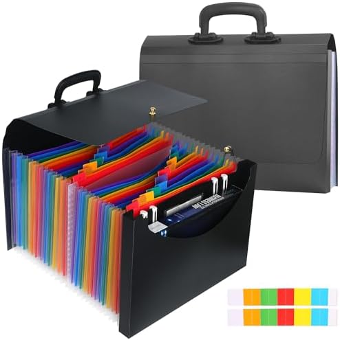 Amazon.com : 26 Pockets Accordion File Organizer with Handle ，Expanding File Folder，Portable ...