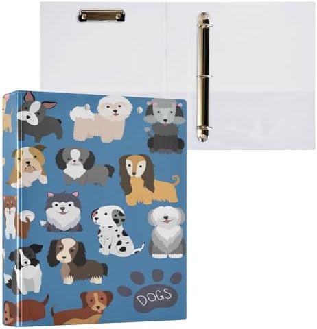 Amazon.com : YETTASBIN Cute Dog 3 Round Ring Binders with 3 Interior ...