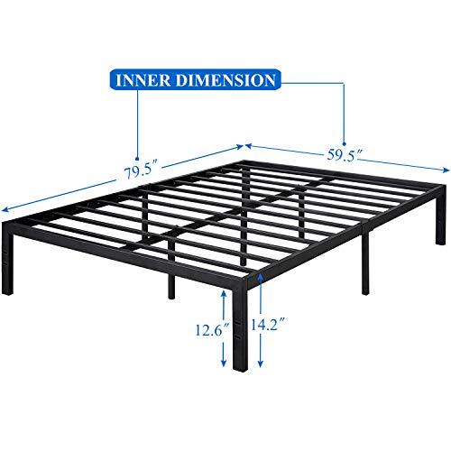 Snapklik.com : VECELO 14-Inch Bed Frame,Heavy Duty Steel Slat/Noise ...