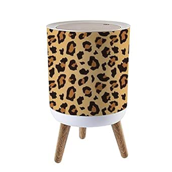 Amazon.com: TOMYEUS Small Trash Can with Lid Leopard Seamless Animal ...