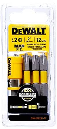 DEWALT 2 inch Max Fit PH2 Drill Bit Tip with Magnet Sleeve, 12 pc ...