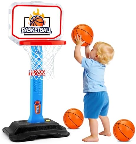 Amazon.com: Toddler Basketball Hoop for Kids 1-3, Mini Adjustable ...
