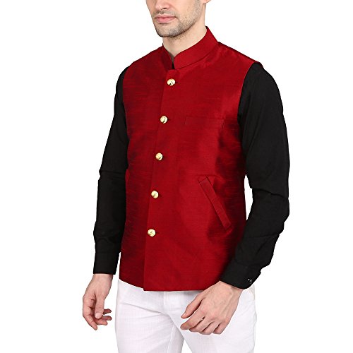 Buy indian ATTIRE Men's Blended Silk Koti (Waistcoat/Nehru Jacket ...