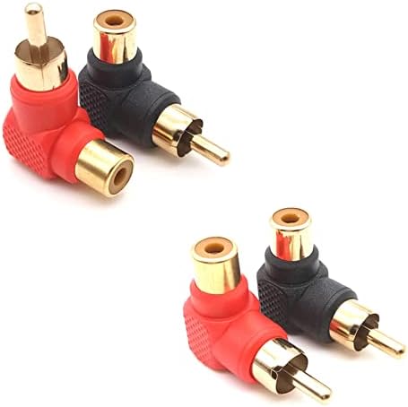 fdealz [ 4 Pieces ] Right Angle Connector RCA Male Plug to RCA Female ...