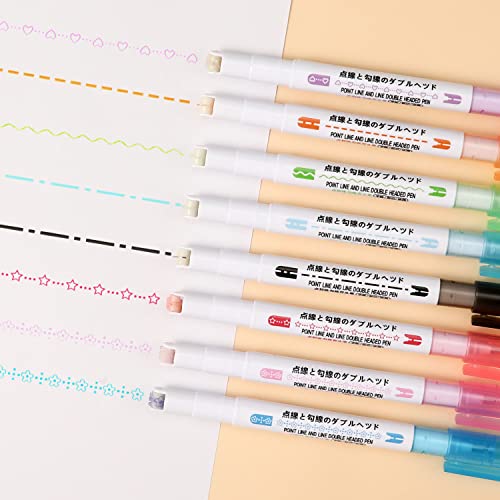 8pcs Colored Curve Pens, Dual Tip Pens with 8 Different Shapes and ...