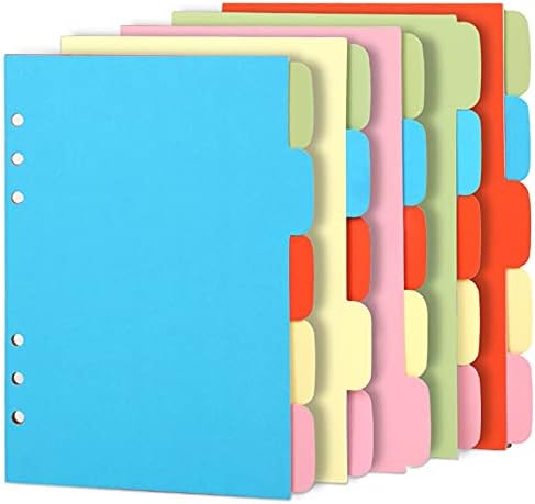 Jeffdad 6-Ring Binder Plastic Divider Set, 6 Tab Binder Dividers A5 ...