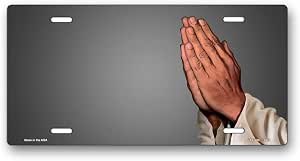 Amazon.com: Praying Hands on Gray Offset License Plate : Automotive