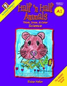 Thinker Doodles, Half 'n-Half Animals Book A1: Think, Draw, & Color ...