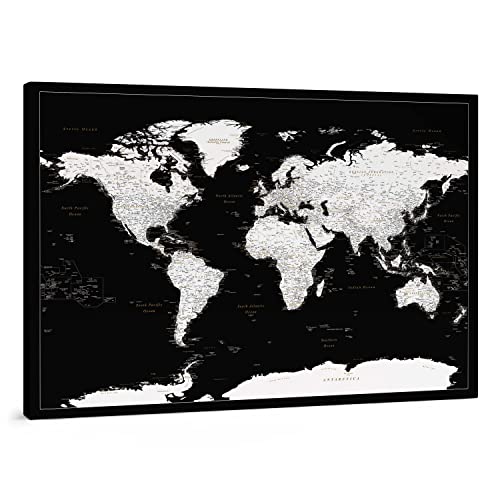 Amazon.com: Push Pin Travel Map - Detailed World Map with Pins - Canvas ...