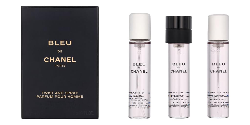 Amazon.com : CHANEL Bleu Eau de Parfum Twist & Spray 3 Refills x 20ml ...