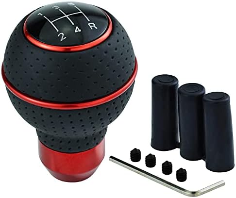 Amazon.com: Temzzer Red Shifter Gear Knob 5 Speed Leather Ball Shift ...