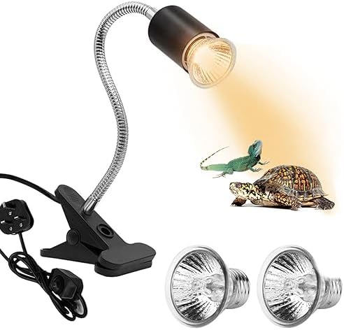 LASIEYO Tortoise Heat Lamp, Basking Lamp for Reptiles with 2 Pack 50W ...