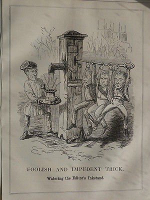 7x10" PUNCH cartoon 1852 FOOLISH AND IMPUDENT TRICK watering the ...