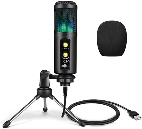 Amazon.com: UGREEN Microphone for PC, USB Mic with RGB Lights, Mute ...