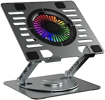 Portronics My Buddy Spinlight Laptop Stand with Cooling Fan, 360 ...