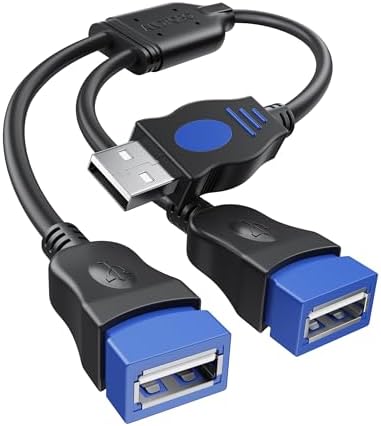 USB Splitter Cable USB y Splitter Adapter Dual USB 2.0 Power Cord ...