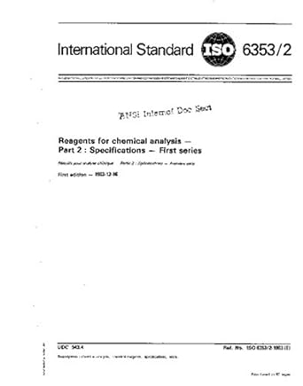 ISO 6353-2:1983, Reagents for chemical analysis - Part 2 : Specifications - First series ...
