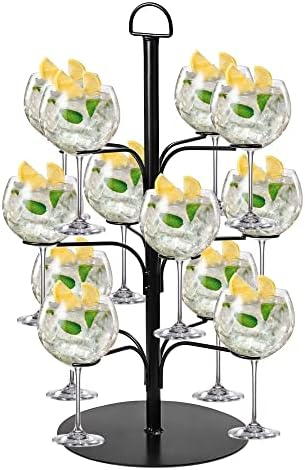 bar@drinkstuff Cocktail Tree Black - Glass Display for 12 Glasses, Gin ...