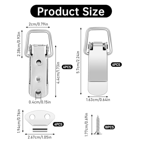 Spring Loaded Toggle Latch Hasp,4 Set Spring Loaded Buckle Latch ...