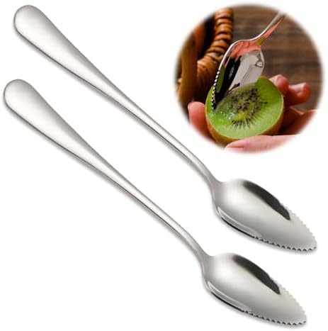 2PCS Grapefruit Spoon, Dessert Spoon Stainless Steel with Serrated Edge ...
