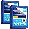 RAINDEWAY Small Tarps 4x6 Feet (2 Pack) 8 Mil, UV Resistant, Durable ...