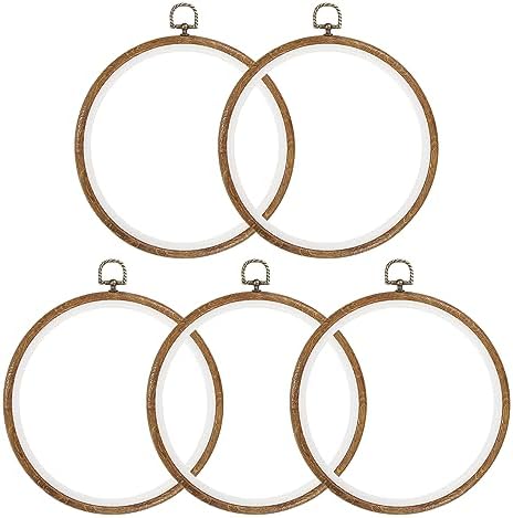 YOKIVE 5 Pcs Embroidery Hoops Frame, 20cm Round Cross Stitch Hoop Ring ...