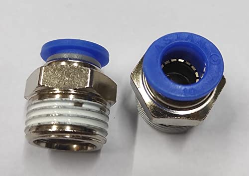Buy 1/2" X 10 MM OD Pneumatic Push Type Male Connector Push in Joint ...