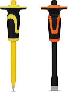 2-Piece Heavy-Duty Chisel Set with Hand Protection for Concrete and ...