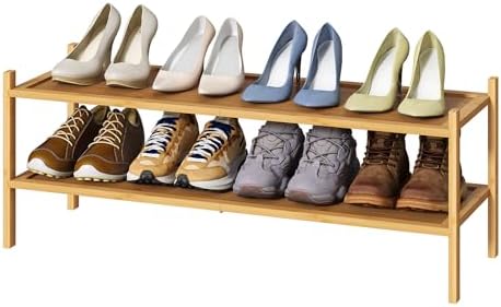 Amazon.com: Honey-Can-Do 2 Tier Bamboo Shoe Rack SHO-09602, Natural, 40 ...