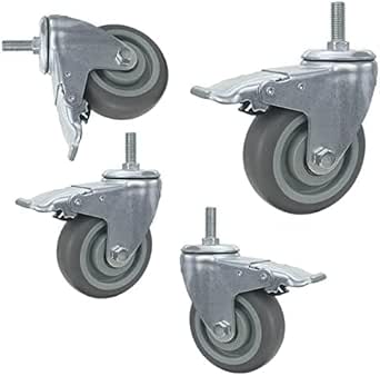 M12 Threaded Stem Casters Heavy Duty Swivel Caster Wheels 3/4/5 Inches ...