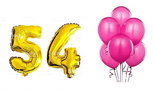 Balloonistics Number 54 Gold Foil Balloon and 50 Nos Pink Color Latex ...