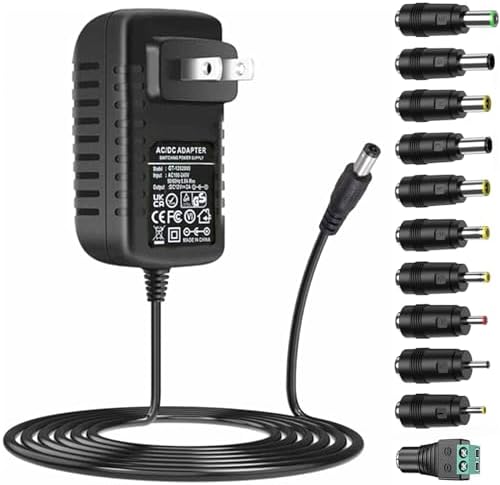 GuanTing Universal 12V 1A 2A AC Adapter with 11 DC Plug Tips AC to DC ...