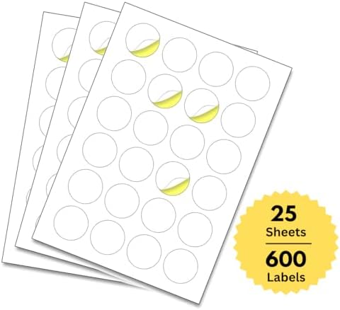 Creavvee 24 Round Sticker per Sheet, 25 A4 Sheets, Art & Craft ...