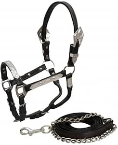 Amazon.com: Showman Pony Dark Leather Show Halter w/Lead : Sports ...