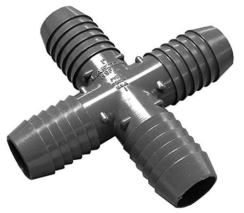 Amazon.com: PVC Barbed Cross Tee Hose Connector Sch 40-3/4 Inch barbed ...