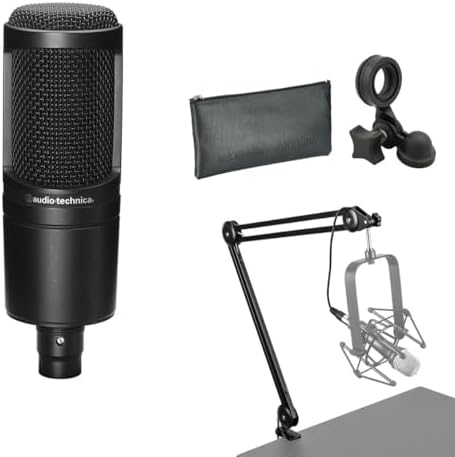 Amazon.com: Audio-Technica AT2020 Cardioid Condenser Microphone, Bundle ...