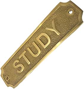 Amazon.com: RETRO STUDY SIGN ANTIQUE STYLE BRASS OFFICE / LOUNGE PLAQUE ...