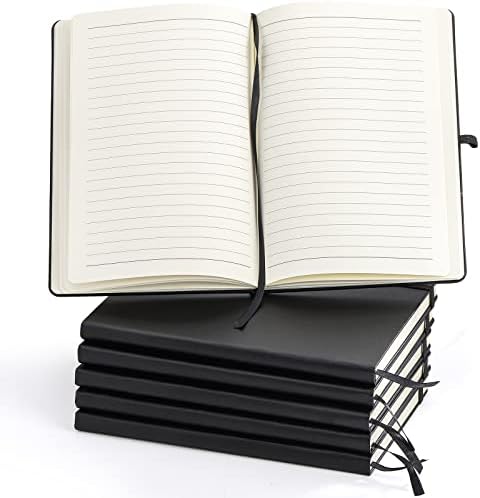 Coloch 6 Pack Ruled Notebook, A5 Black Hardcover Notebook Classic Lined ...