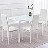 Amazon.com - paonne Marble Glass Dining Table Set for 4 Comapct 5 ...