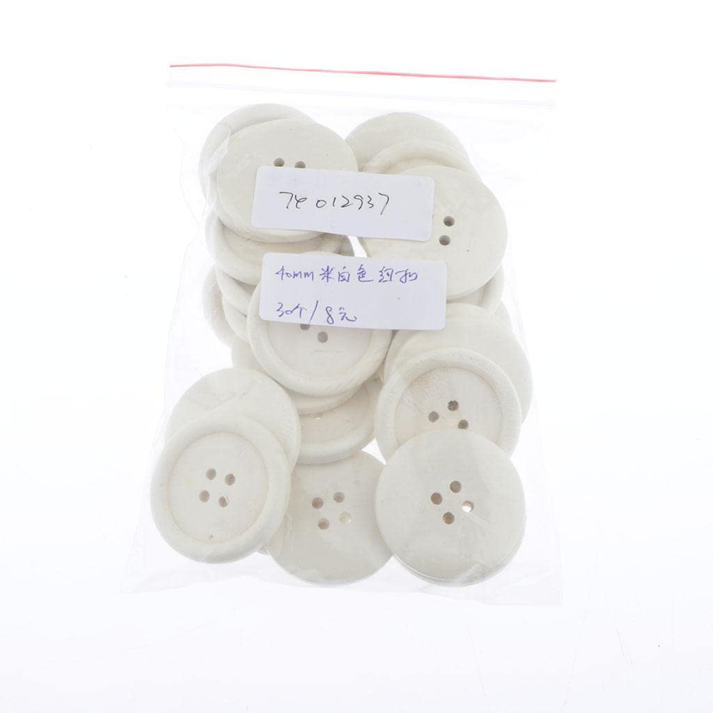 30pcs Natural Wooden unpainted 4 Hole Buttons Sewing Craft 40mm Cream ...