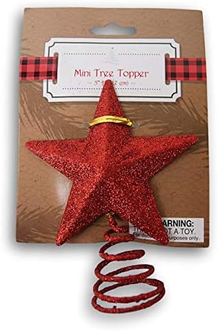 Amazon.com: Red Glitter Wire Star Mini Tree Topper - 5 Inch : Home ...