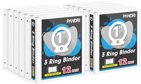 Amazon.com : 3 Ring Binder 1 Inch, PANDRI 12 Pack 1-Inch Binder Fits ...