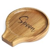 Amazon.com: LBEMEY Acacia Wood Spoon Rest For Stove Top - Smooth Round ...