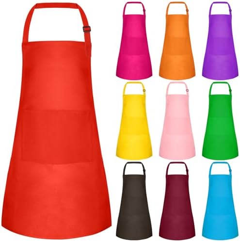 Amazon.com: SATINIOR 8 Pieces Kids Apron Kids Cooking Aprons Adjustable ...