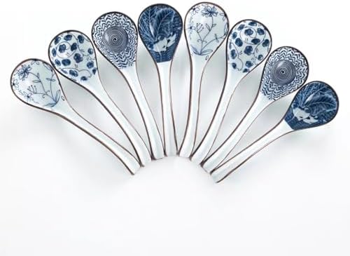 Amazon.com: Asian Soup Spoon Set of 4,Ceramic Ramen Spoons, Japanese ...