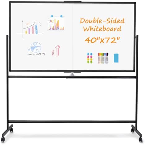 Amazon.com : [40 Sq/Ft] WALGLASS Rolling Double-Sided Whiteboard, 360 ...