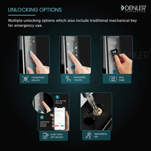 Denler DL02C Chrome Smart Door Lock Digital Door Lock with Wi-Fi Remote ...