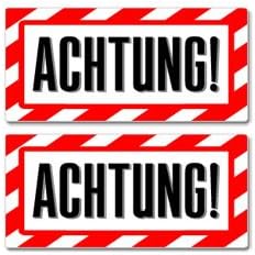 Amazon.com: Achtung! Attention Sign - Alert Warning - Set of 2 - Window ...